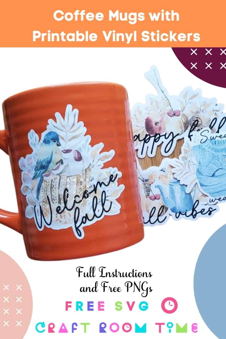 Easy to Make Coffee Mugs with Printable Vinyl Stickers | Craft Room Time